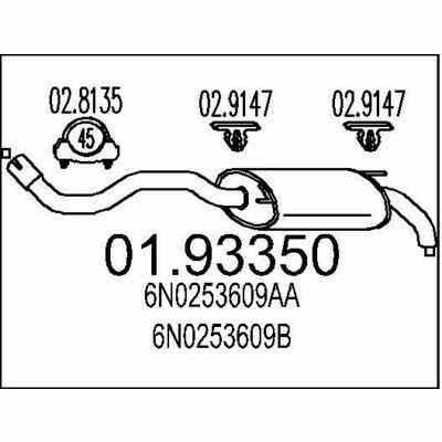 MTS 01.93350 Silencieux Arrière pas cher | Distriauto