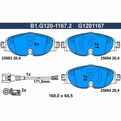 GALFER B1.G120-1167.2 Kit de Plaquettes de Frein, Frein à Disque pas ...